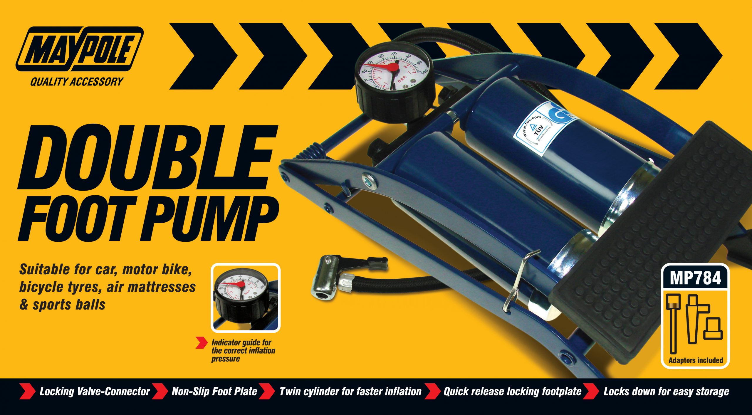 Maypole Footpump - Double - MP784 - John Coopers