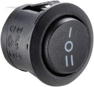 W4 250V Round Single Pole Rocker Switch Centre Off Blk - John Coopers